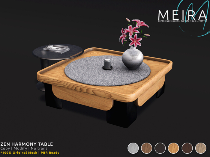 Second Life Marketplace - Meira Zen Harmony Table - Fullpack